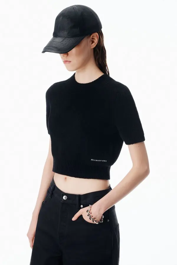 Alexander Wang Short Sleeve Cropped Crewneck Tee
