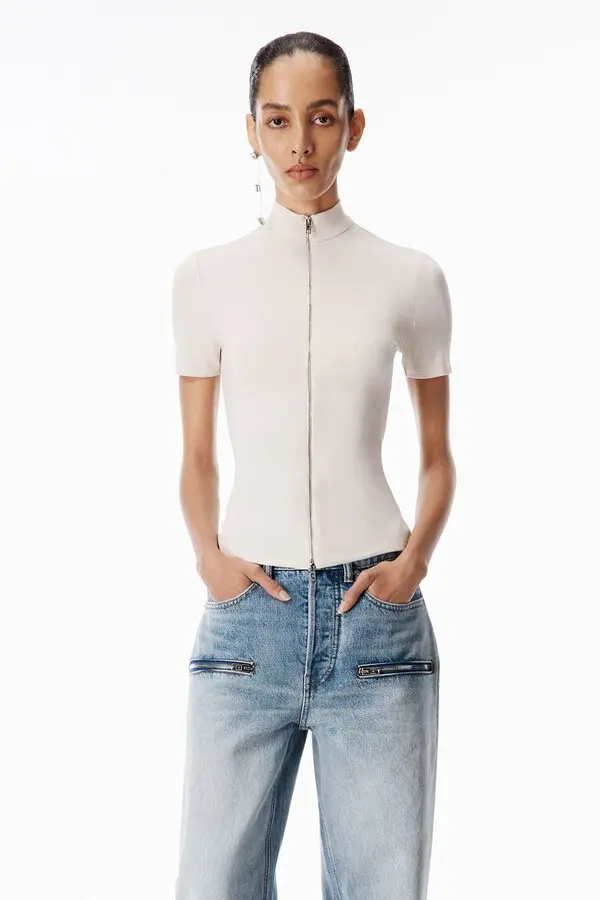 Alexander Wang Rashguard Mock Neck Top - Ivory