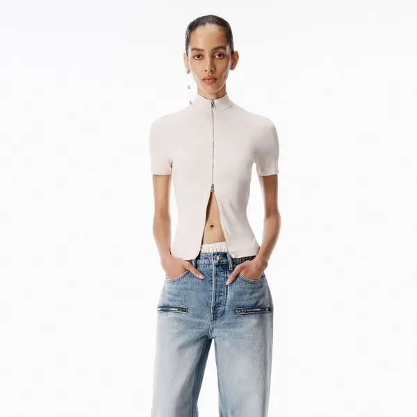 Alexander Wang Rashguard Mock Neck Top - Ivory