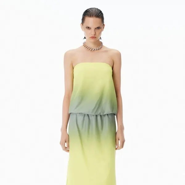 Alexander Wang Reflective Strapless Bubble Top - Silver/yellow