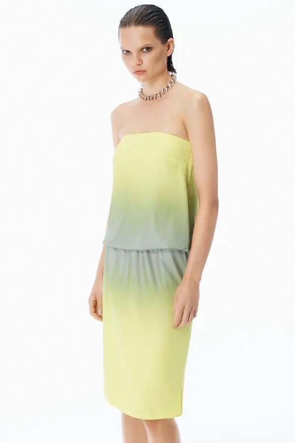 Alexander Wang Reflective Strapless Bubble Top - Silver/yellow