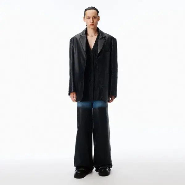 Alexander Wang Boxy Leather Blazer - Black