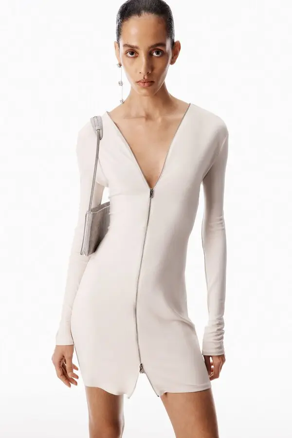 Alexander Wang Continuous Zipper Mini Dress - Ivory