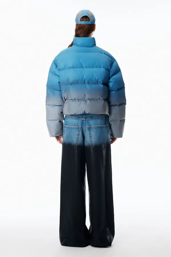 Alexander Wang Reflective Cropped Puffer - Silver/blue