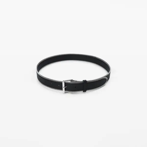 Alexander Wang Wide Crinkle Leather Belt - Black/silver