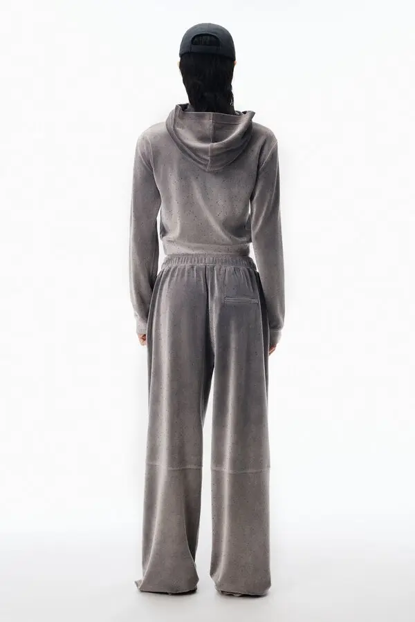 Alexander Wang Crystal Hotfix Mid-rise Terry Sweatpant