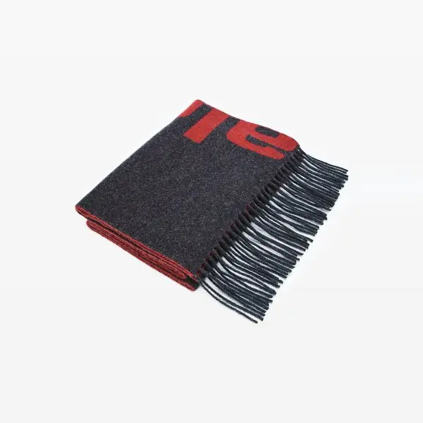 Alexander Wang Logo Jacquard Scarf In Wool Cashmere - Black/red