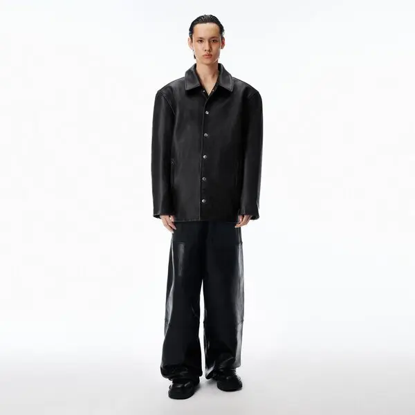 Alexander Wang Panel Sweatpant In Leather Relaxed - Black