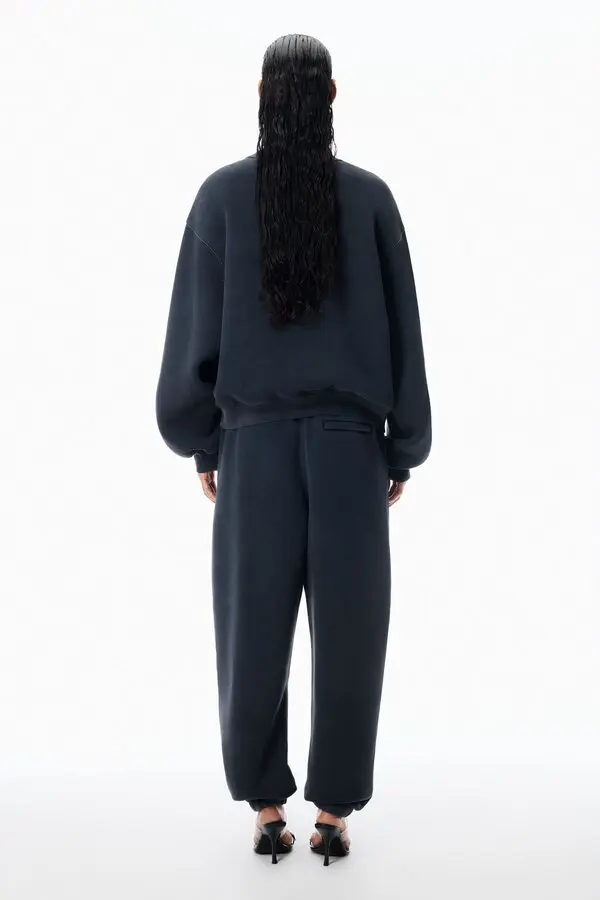Alexander Wang Crystal Hotfix Logo Sweatpant - Washed Black