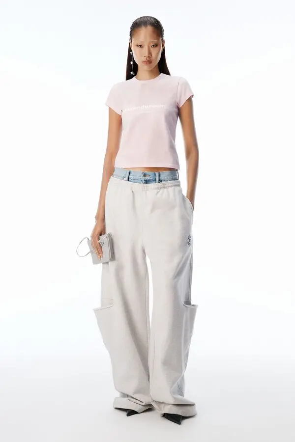 Alexander Wang Crystal Hotfix Logo Baby Tee