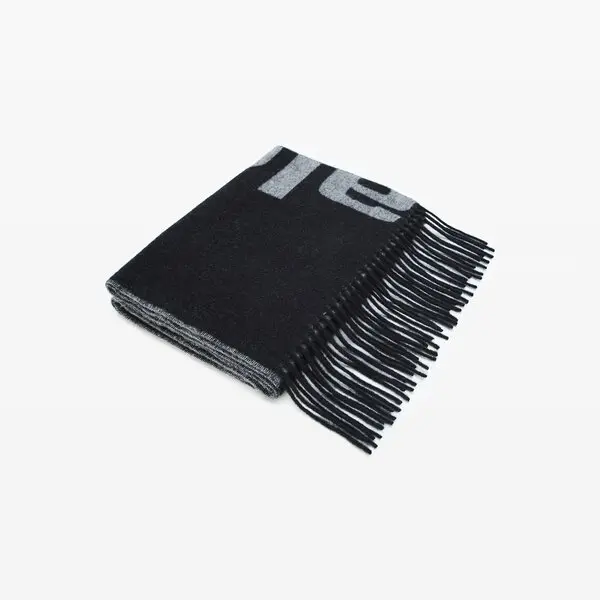 Alexander Wang Logo Jacquard Scarf In Wool Cashmere - Black/grey