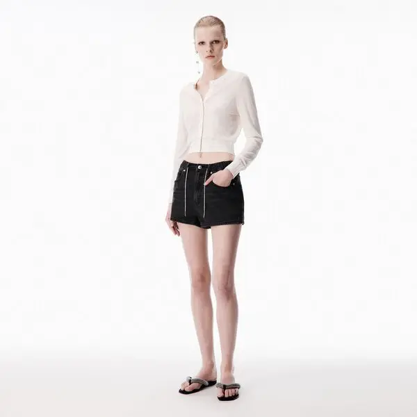 Alexander Wang Crystal Drawcord Short - Grey Aged