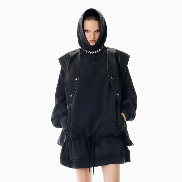 Alexander Wang Dropped Waist Hoodie Dress - Washed Black