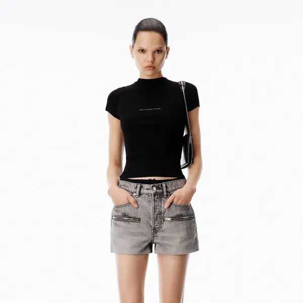 Alexander Wang Knit Logo Baby Tee - Black