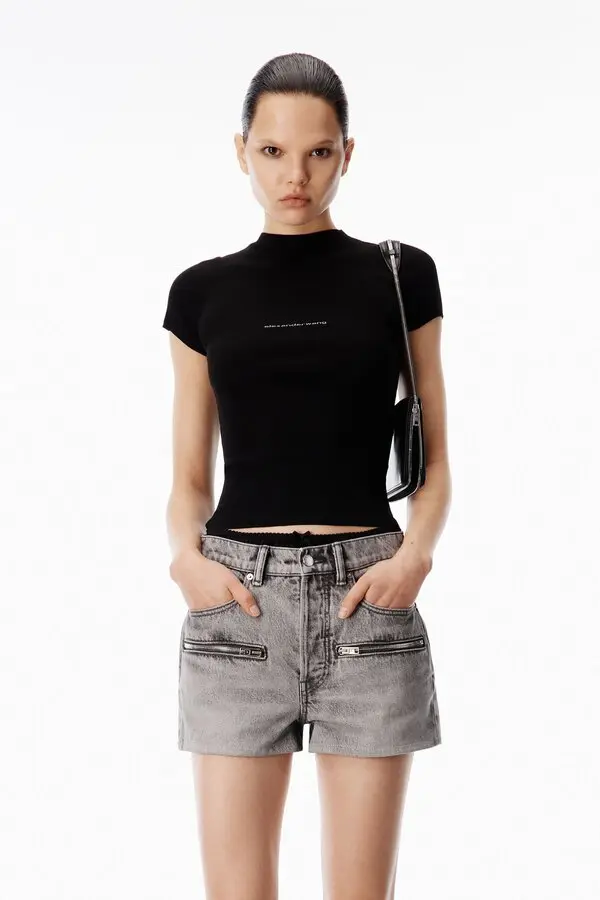 Alexander Wang Knit Logo Baby Tee - Black