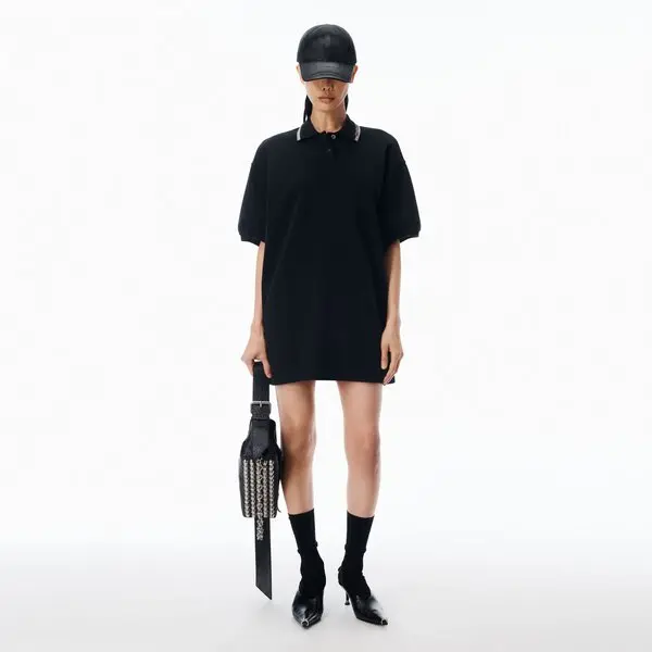 Alexander Wang Relaxed Polo Cotton Minidress - Black