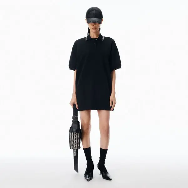 Alexander Wang Relaxed Polo Cotton Minidress - Black