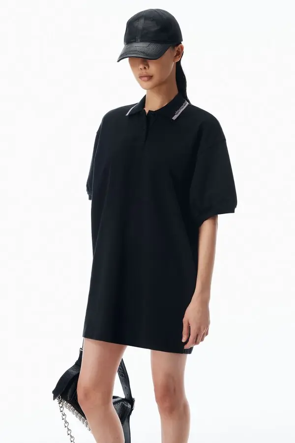 Alexander Wang Relaxed Polo Cotton Minidress - Black
