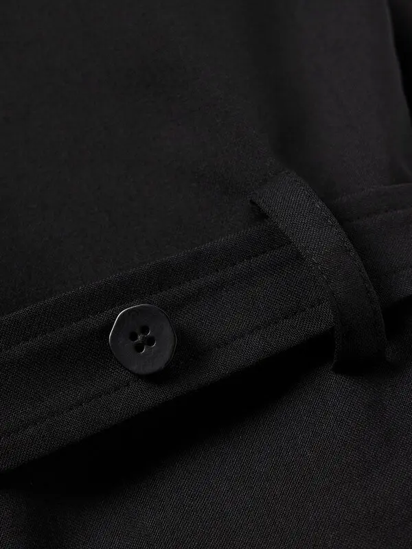 STOFFA Belted Wool Trench Coat - Black