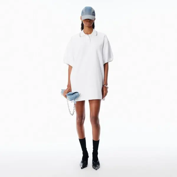 Alexander Wang Relaxed Polo Cotton Minidress - White