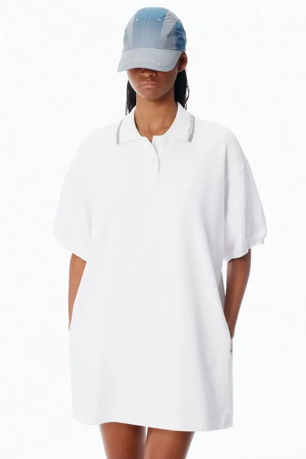 Alexander Wang Relaxed Polo Cotton Minidress - White