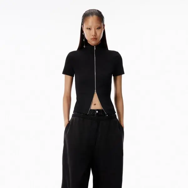 Alexander Wang Rashguard Mock Neck Top - Black