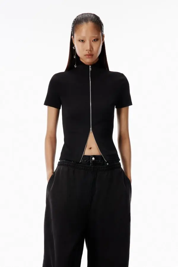 Alexander Wang Rashguard Mock Neck Top - Black