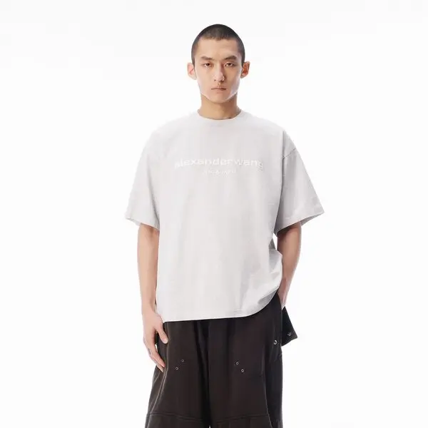 Alexander Wang Puff Logo Oversized T-shirt - Light Heather Grey