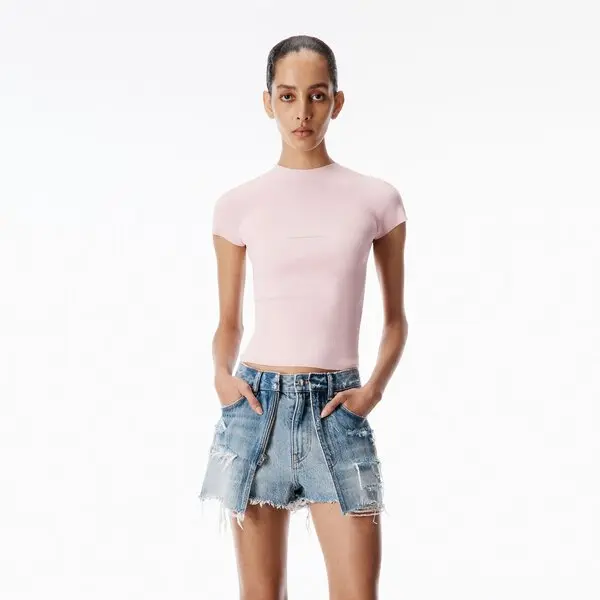 Alexander Wang Knit Logo Baby Tee - Light Pink