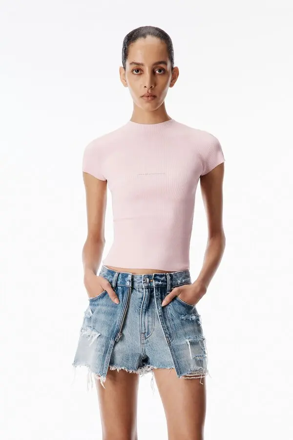 Alexander Wang Knit Logo Baby Tee - Light Pink