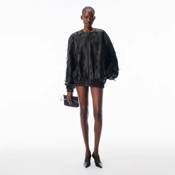 Alexander Wang Leather Cutout Bomber Jacket