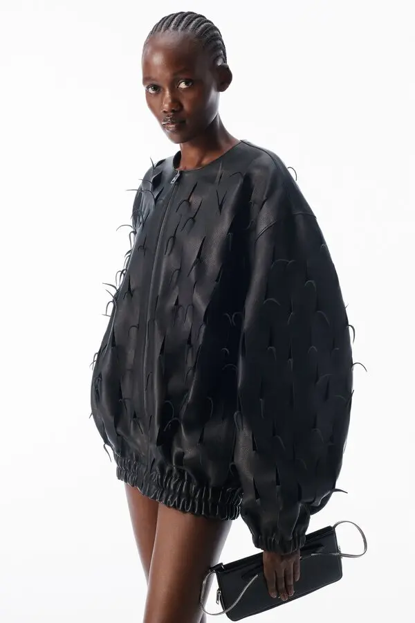 Alexander Wang Leather Cutout Bomber Jacket