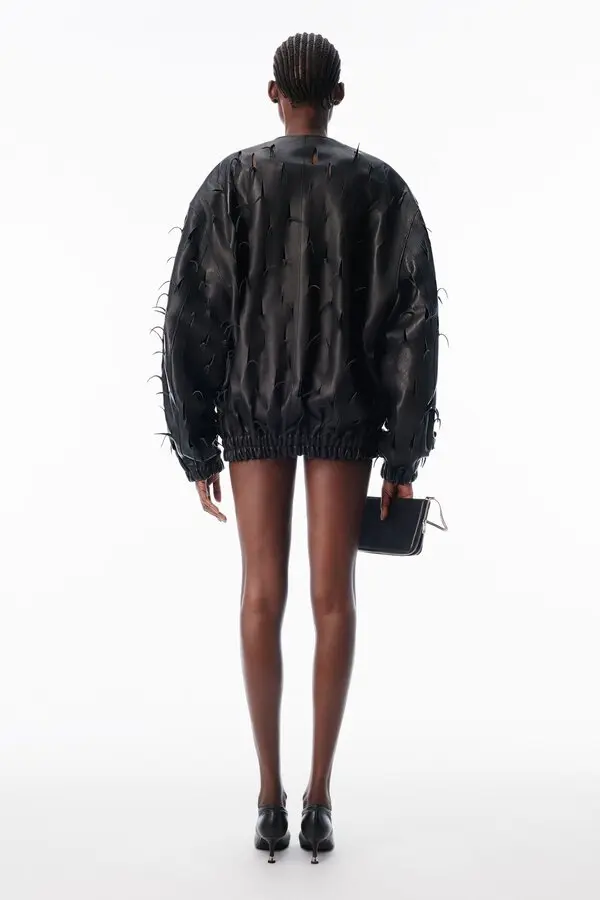 Alexander Wang Leather Cutout Bomber Jacket