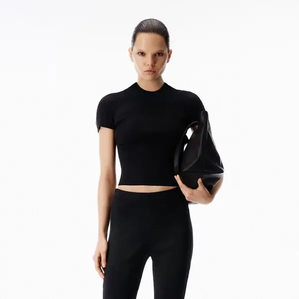Alexander Wang Debossed Logo Fitted Top - Black