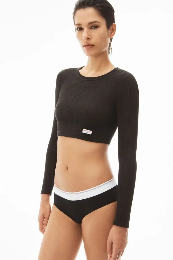 Alexander Wang Cropped Long-sleeve Ribbed Tee