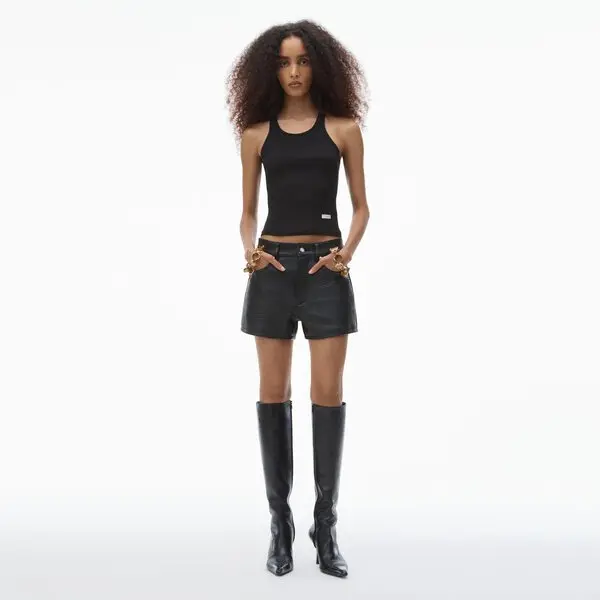 Alexander Wang High-waist Nappa Leather Shorts - Black