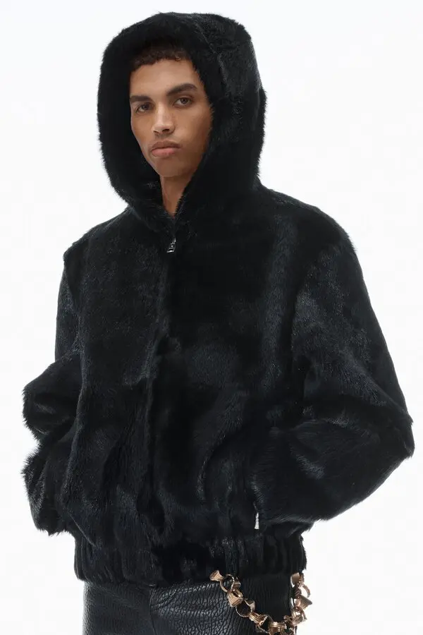 Alexander Wang Zip-up Hoodie In Calf Hair