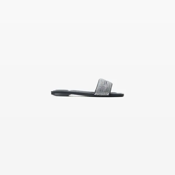 Alexander Wang Satin & Crystal Hotfix Vy Sandals - Black/silver