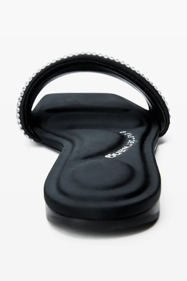 Alexander Wang Satin & Crystal Hotfix Vy Sandals - Black/silver