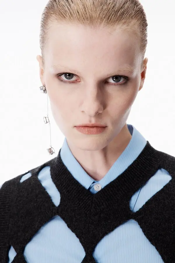 Alexander Wang Slashed Argyle V-neck Vest