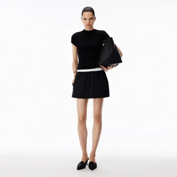 Alexander Wang Logo Elastic Mid-rise Skirt - Black