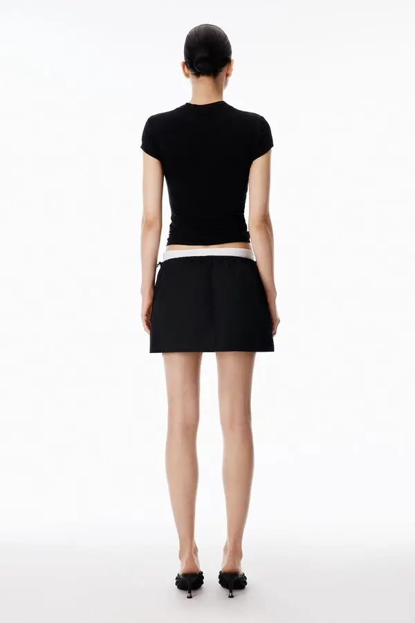 Alexander Wang Logo Elastic Mid-rise Skirt - Black