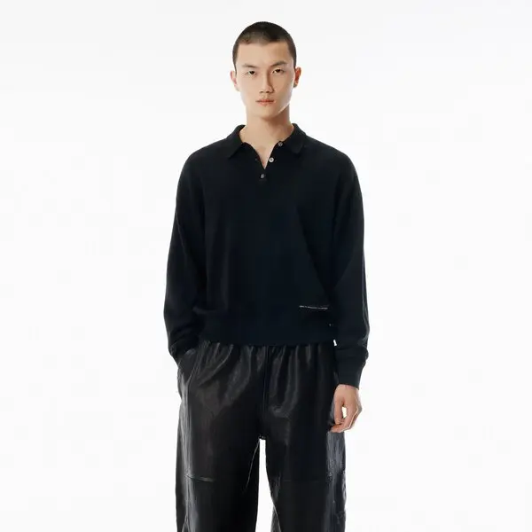 Alexander Wang Wool-blend Henley Pullover - Black