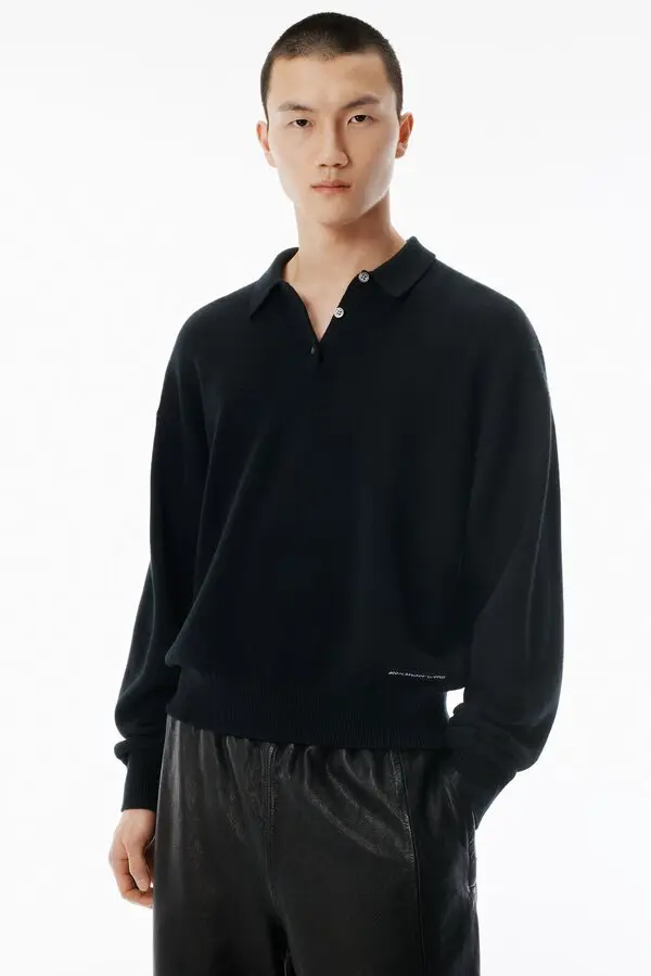 Alexander Wang Wool-blend Henley Pullover - Black