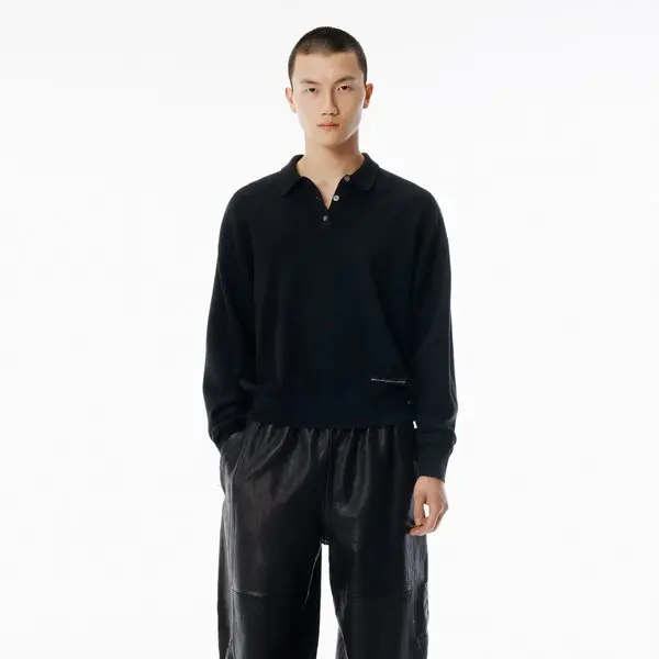 Alexander Wang Wool-blend Henley Pullover - Black