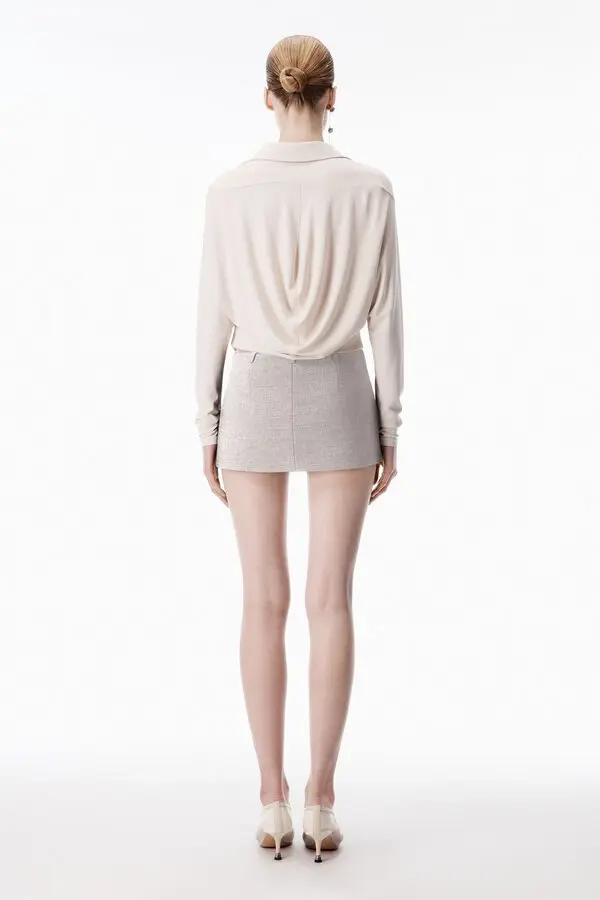 Alexander Wang Long Sleeve Cowl Placket Top