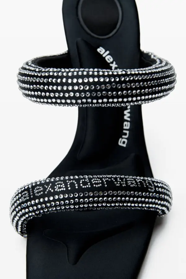 Alexander Wang Julie Tubular Crystal Hotfix Sandals - Black/silver