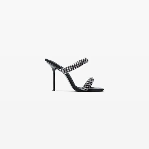 Alexander Wang Julie Tubular Crystal Hotfix Sandals - Black/silver