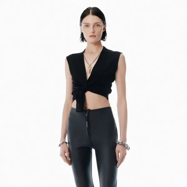 Alexander Wang Merino Wool Nameplate Top - Black