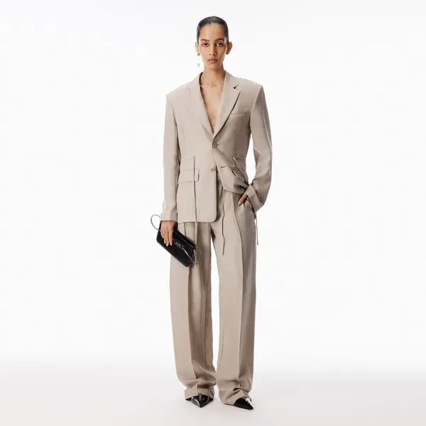 Alexander Wang Drawcord Mid-rise Tailored Pant - Army Tan